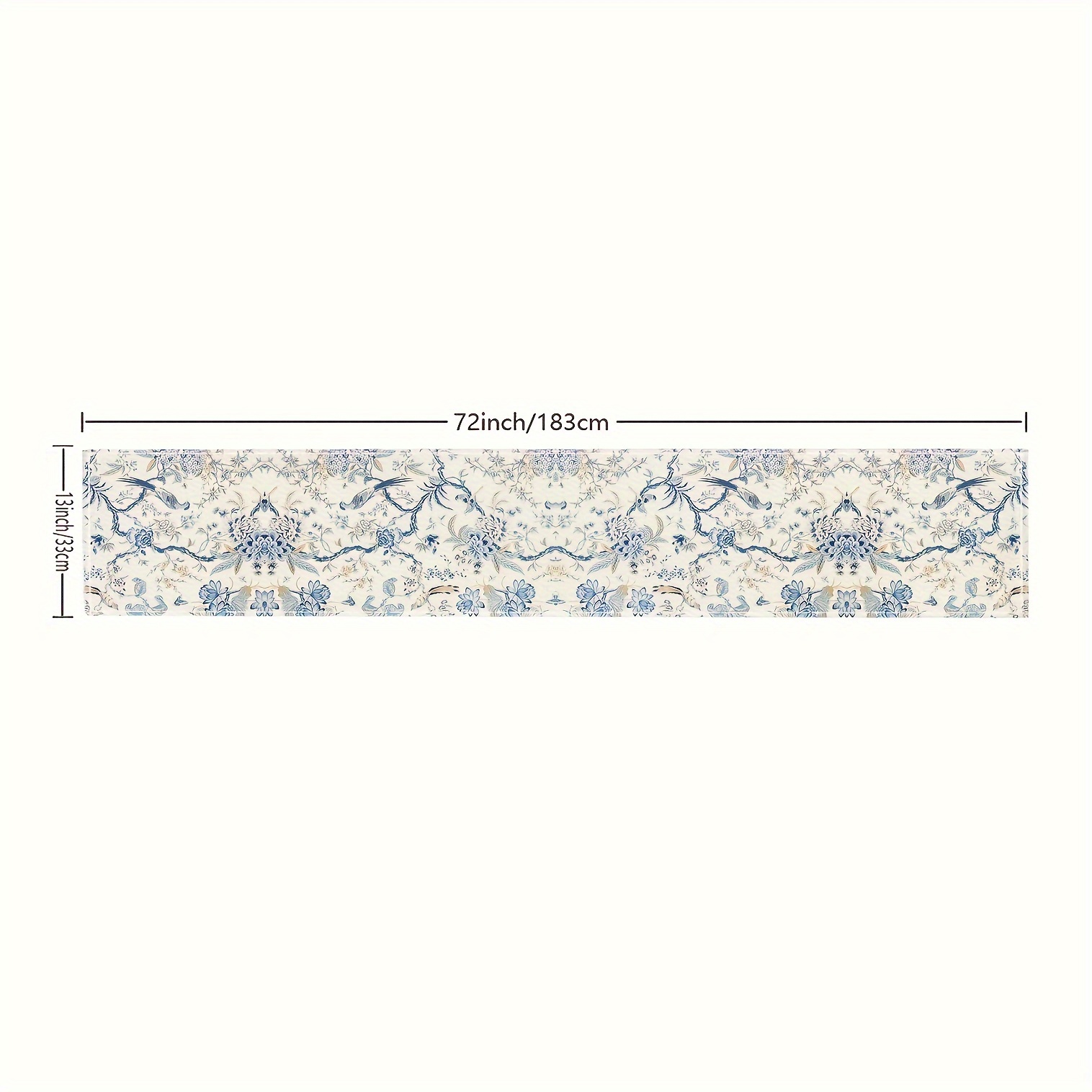 Flower Table Runner Blue White Bird Flowers Celadon Style - Temu Denmark