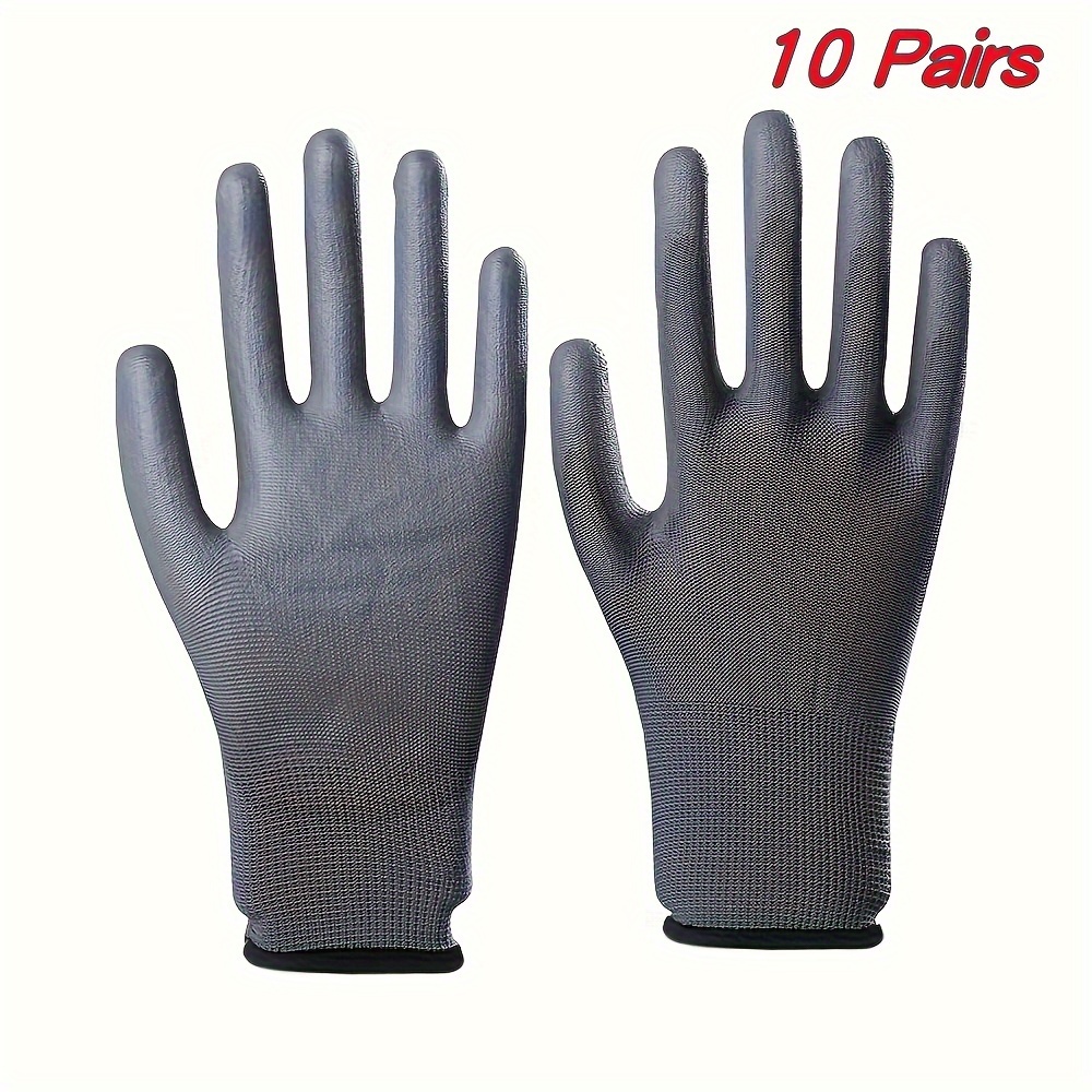 safety work gloves black gray pu nylon gloves industrial Temu
