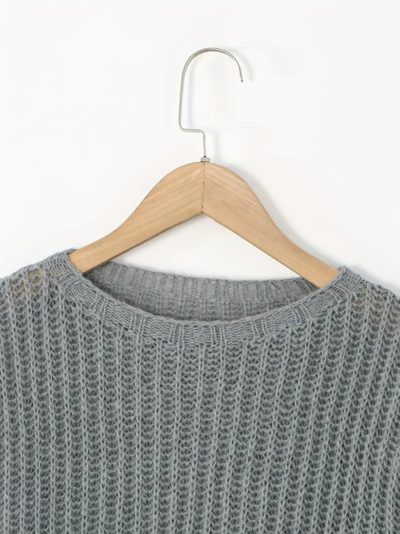 Plus Size Basic Sweater Womens Plus Solid Long Sleeve Round Temu United