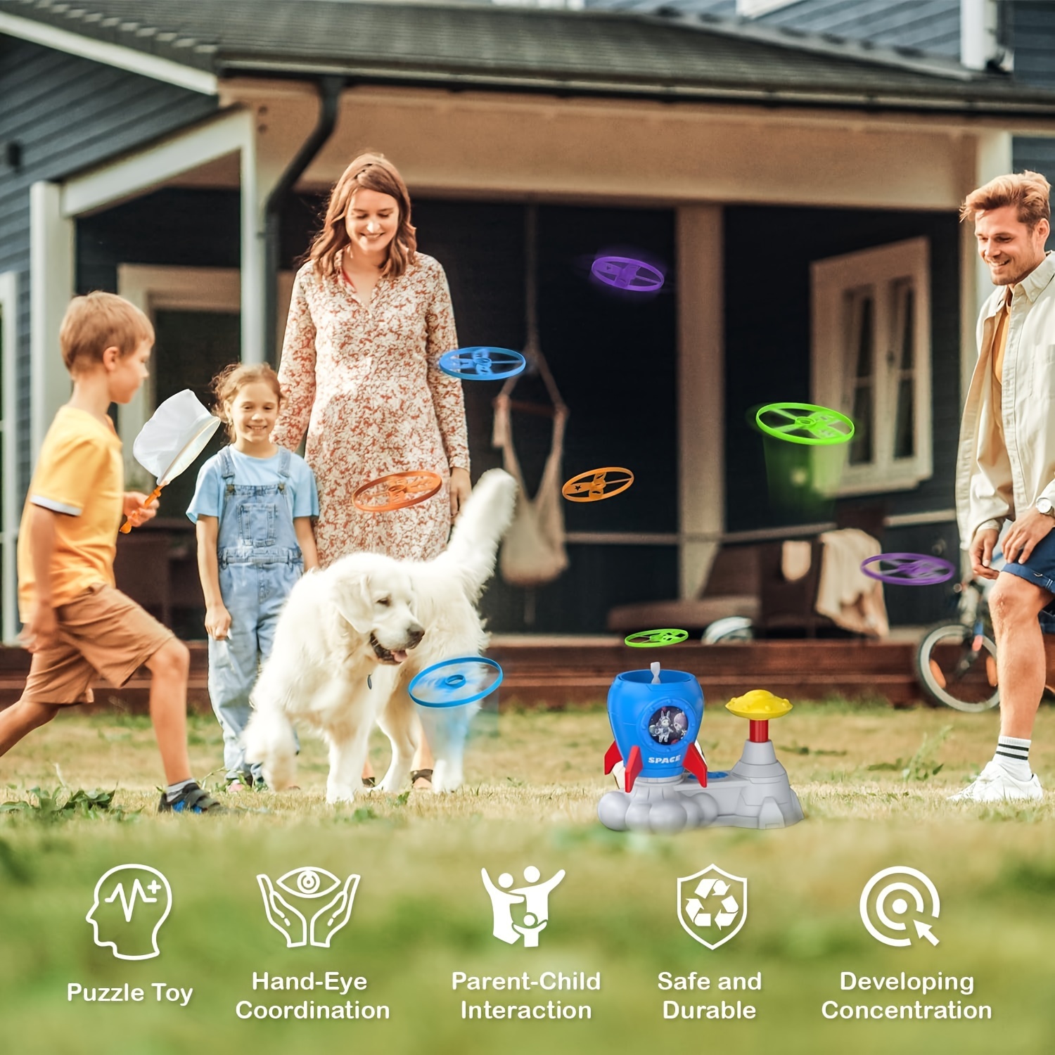 Outdoor Toys Rocket Launcher Flying Spinner Disc Chasing - Temu