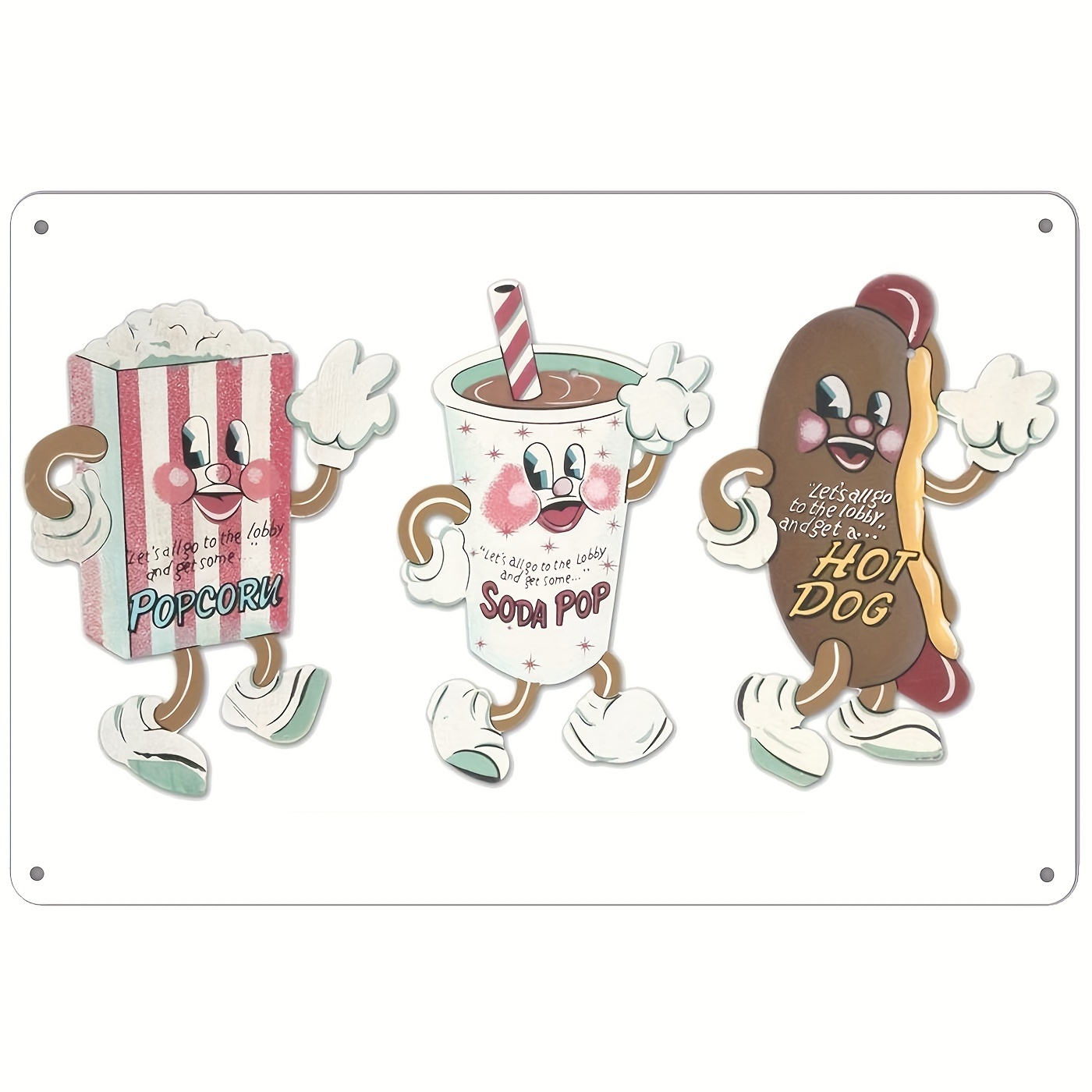 Shop Garage Rustic Plate, Dancing Snacks- Hot Dog, Soda Pop, Popcorn ...