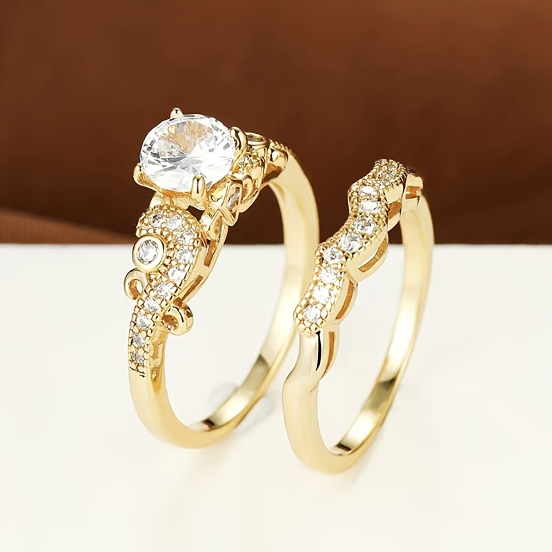 Creative Shiny Flower Vine Cubic Zirconia Ring, Wedding Proposal ...