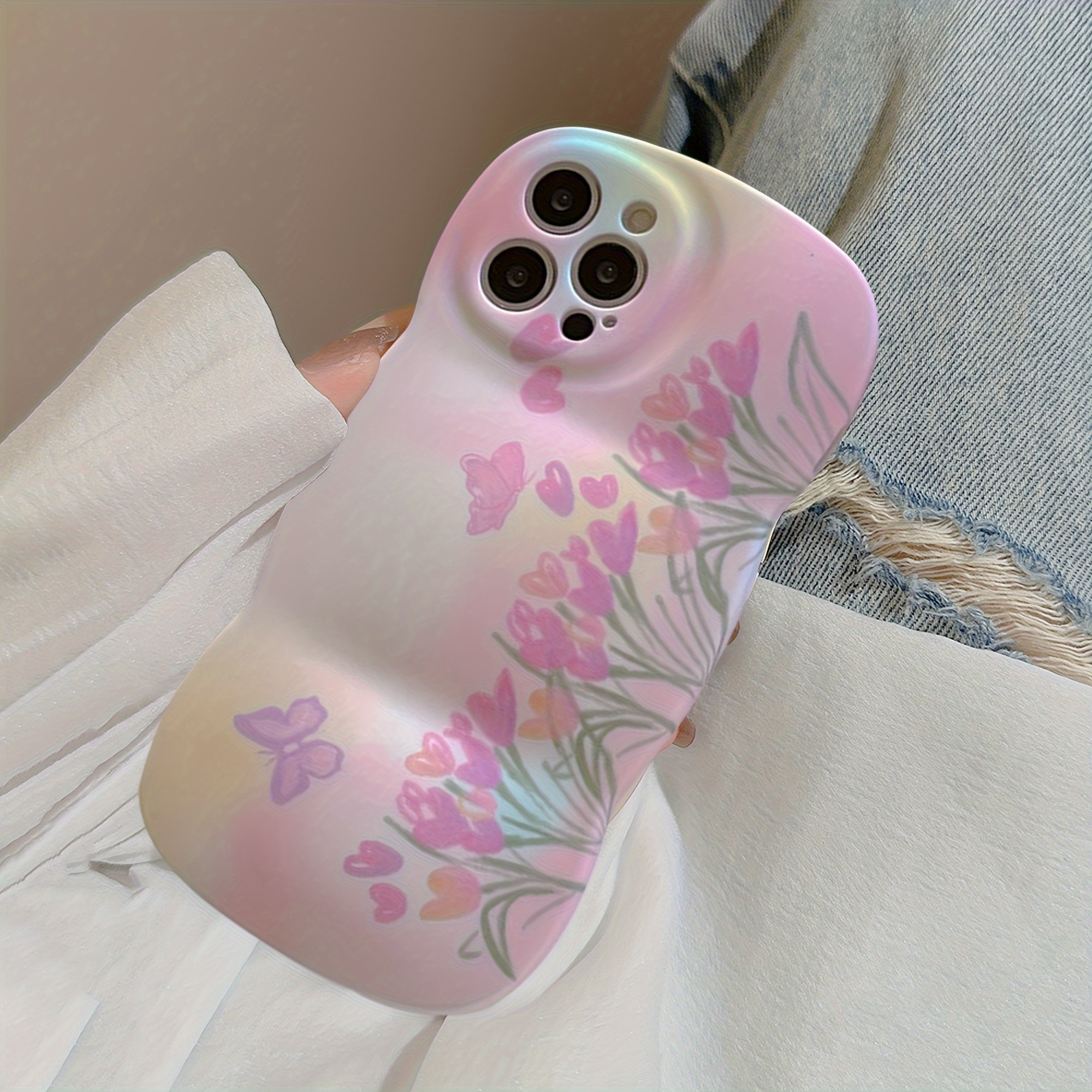 Gradient Butterfly Flower Anti fall Phone Case - Temu New Zealand