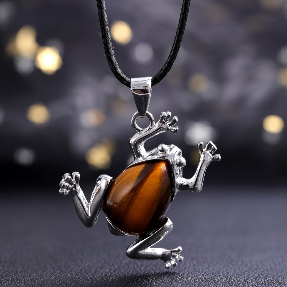 1pc Frog Stone Pendant Meditation Necklace Diy Necklace Womens Bracelet ...