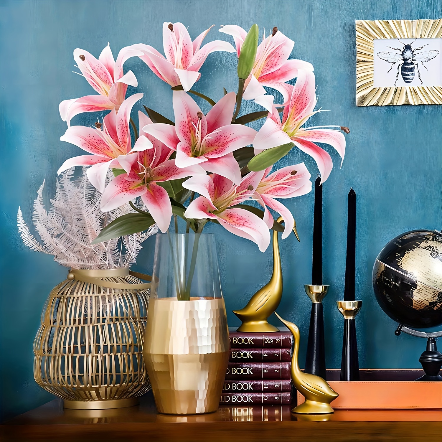 2pcs artificial lily flowers artificial pink lily for flower ...