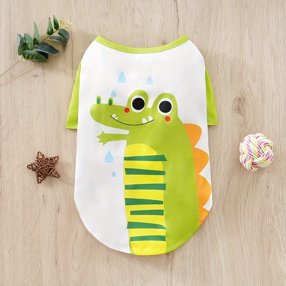 1pc Cartoon Crocodile Graphic Pet Clothing Soft Breathable Dog Shirt ...