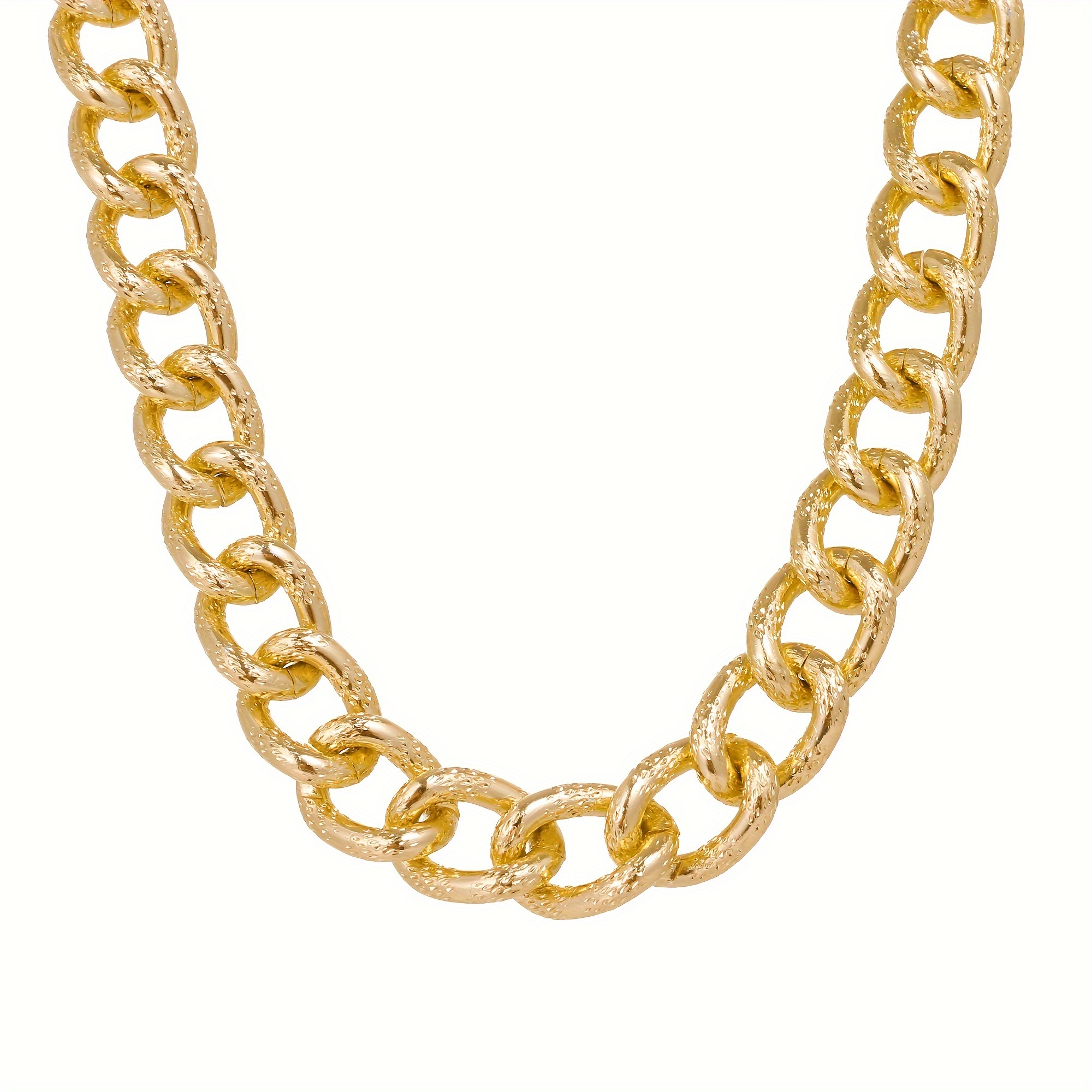 Golden Cuban Chain Necklace Personality Exaggerated Creative - Temu ...