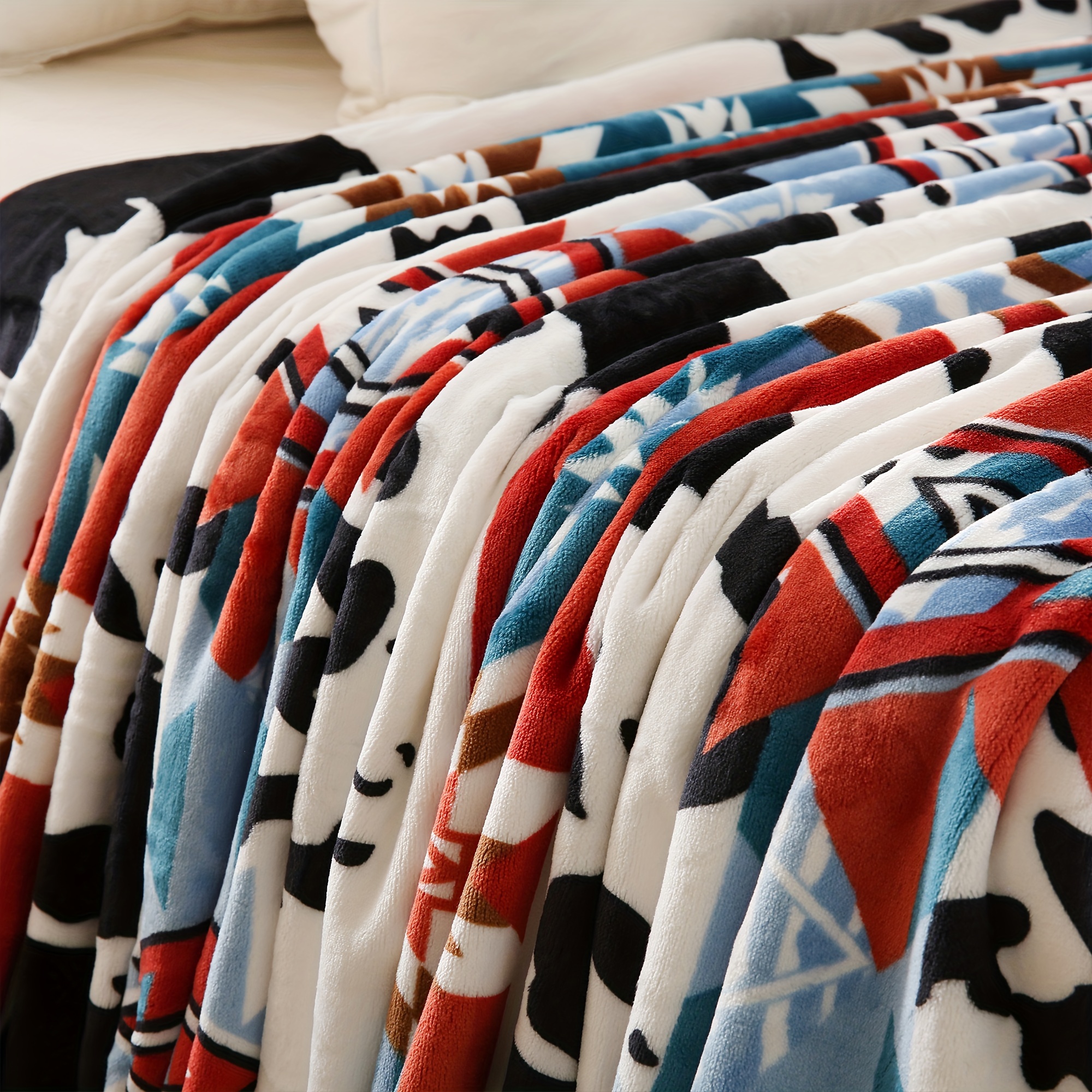 bohemian chic geometric print flannel throw blanket soft - Temu Canada