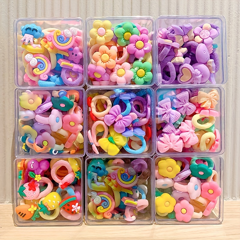 Cute Cartoon Fruits Flowers Bow Rainbow Hair Ties Girls Hair - Temu ...