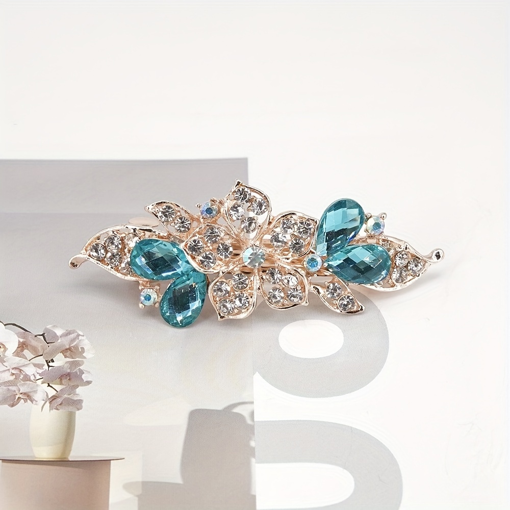 Elegant Rhinestone Flower Hair Clip Non slip Hair Accessory - Temu Norway