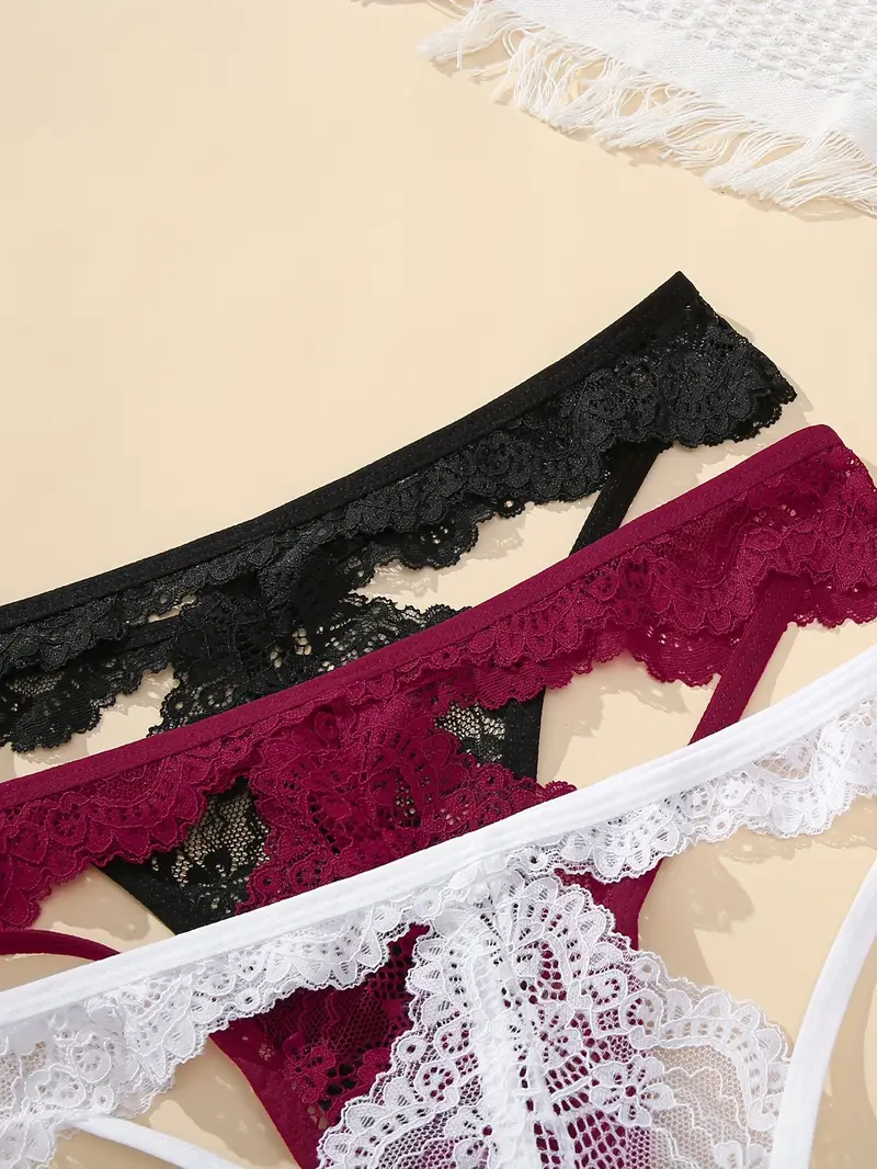 Floral Lace Thongs Soft Comfy Cut Intimates Panties Womens Temu
