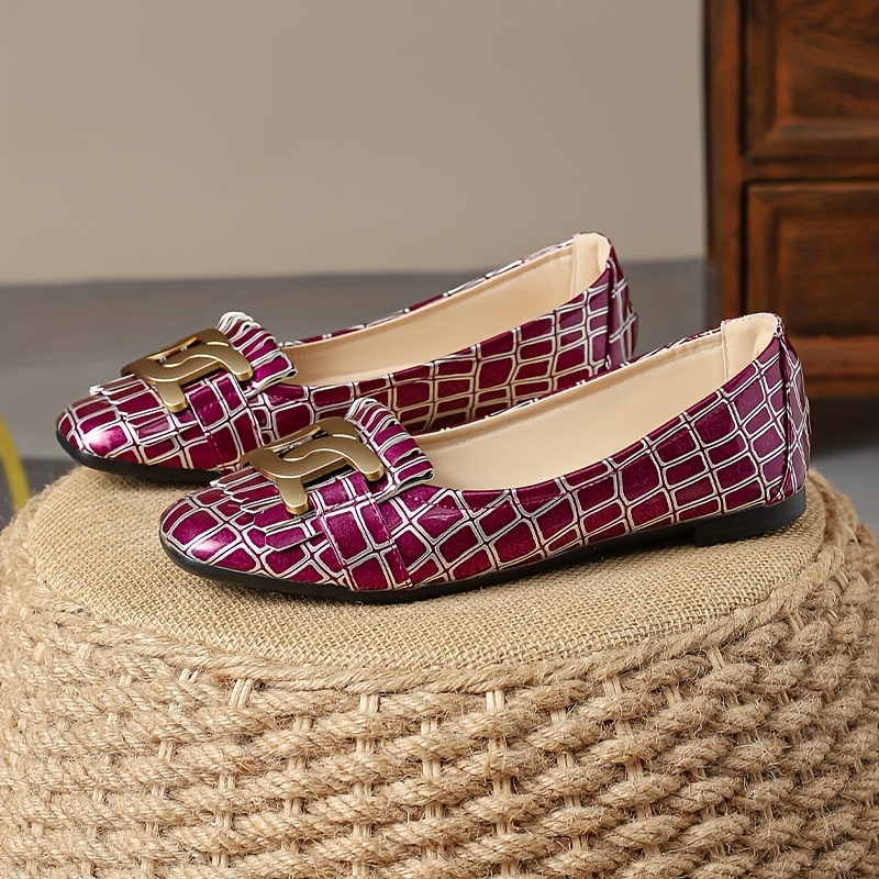 Women s Metal Decor Flat Shoes Casual Square Toe Slip Shoes - Temu Canada