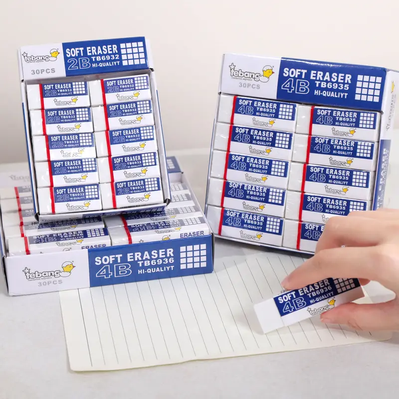 30 個箱 白 2b 4b 長方形ゴム 新学期 学用品 かわいい文房具 学校用の色 文房具 新学期 Temu Japan