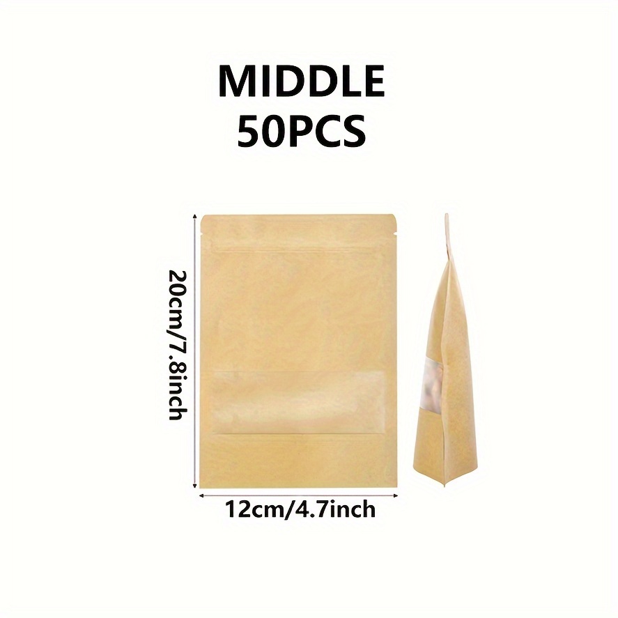 Resealable Stand Kraft Paper Bags Matte Window Food Storage - Temu ...