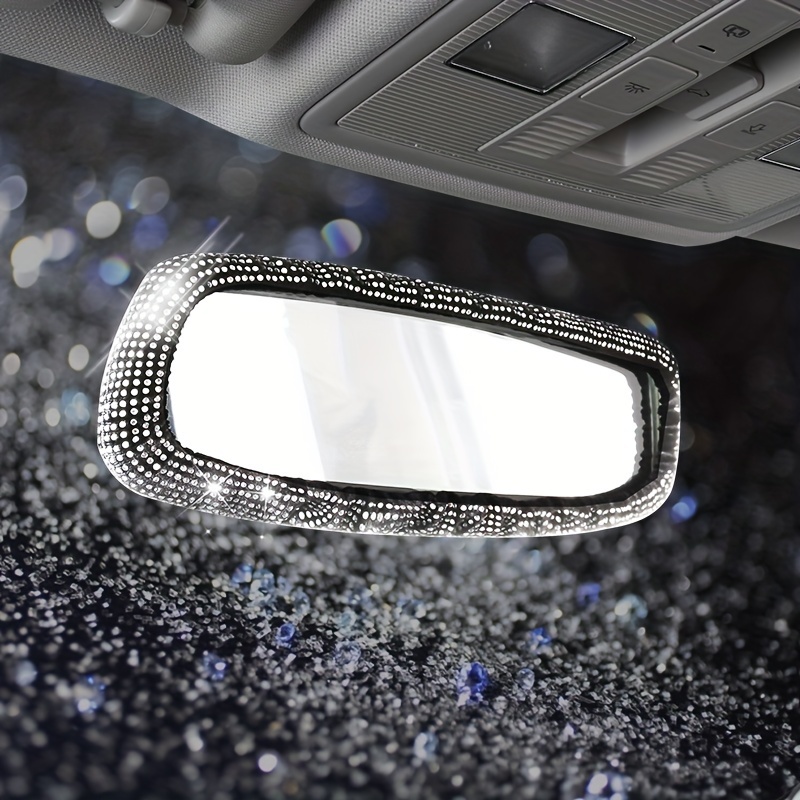 Car Rearview Mirror Cover Universal Shiny Artificial Diamond Rhinestone ...