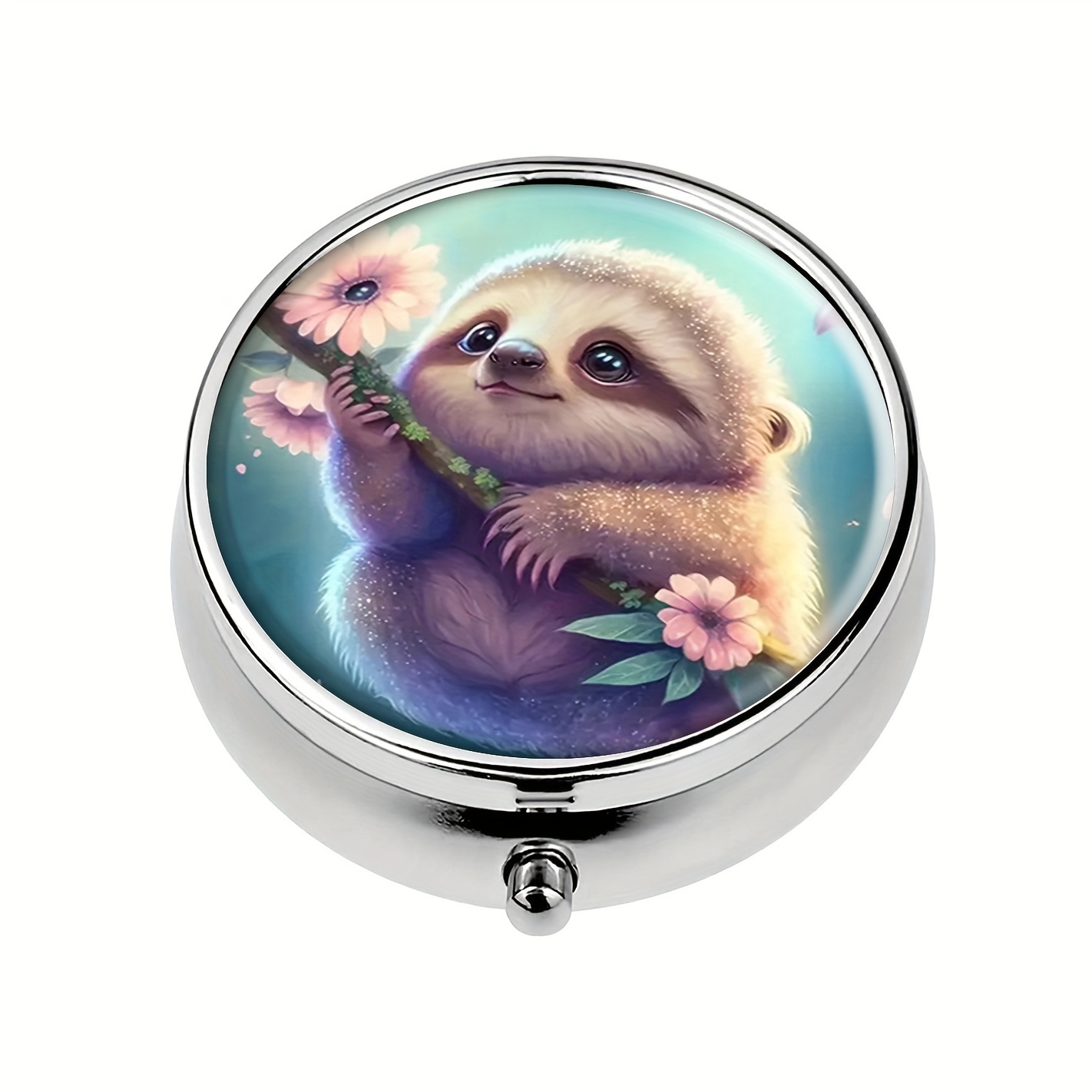 Sloth Round Pill Box 3 Compartment Mini Decorative Pocket - Temu New ...