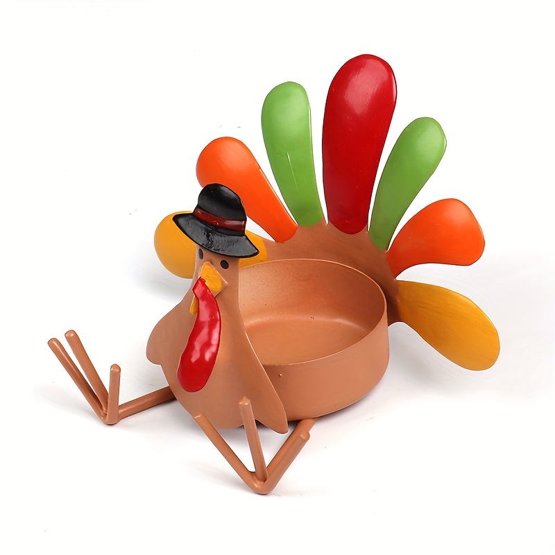 1pc Metal Colorful Turkey Tea Light Candle Holder, Thanksgiving Candle ...