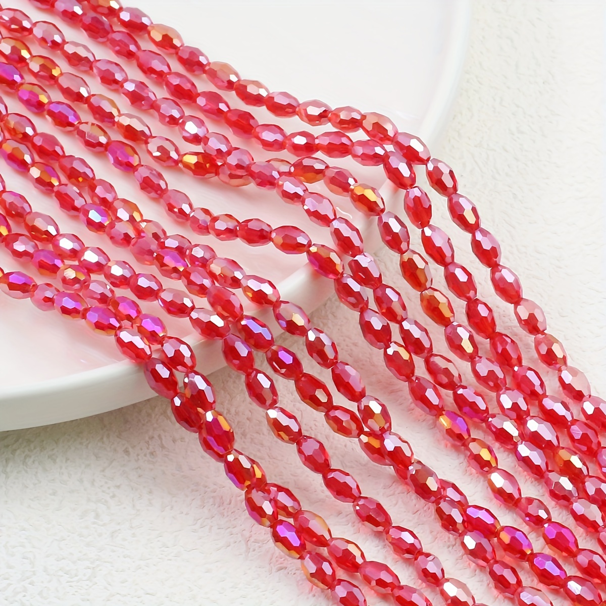 Rice Crystal Plated Ab Color Glass Crystal Loose Beads Diy - Temu ...