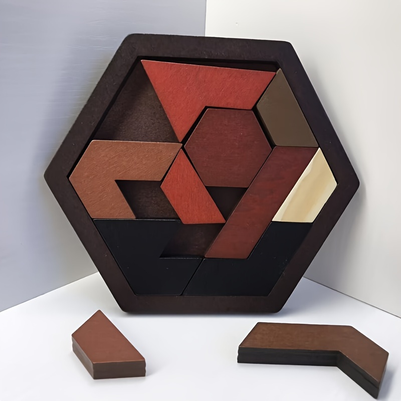 Hexagon Shaped Checker Tangram Puzzle Puzzle 11 Block Classical Puzzle ...