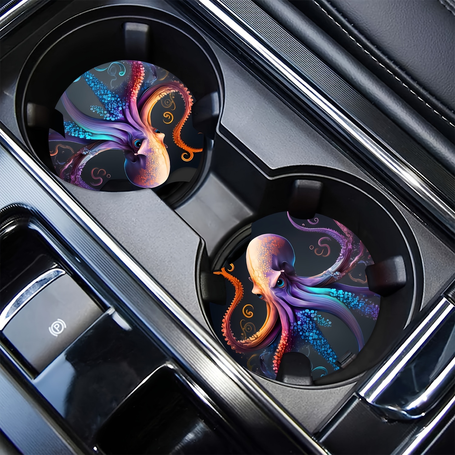 Coasters Octopus Car Cup Holder Coasters Finger Notch Easy - Temu Ireland