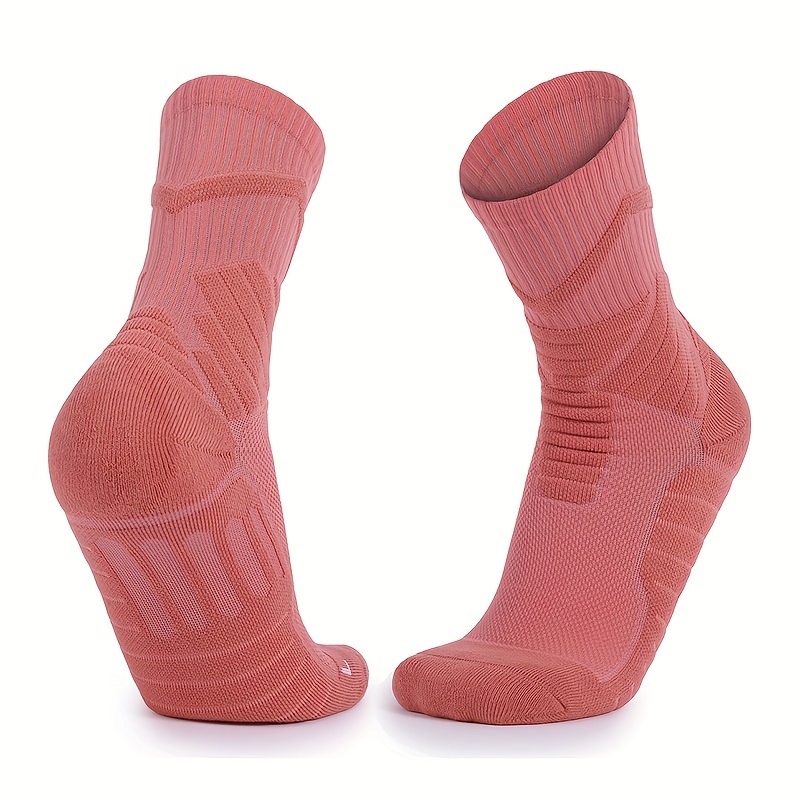 A Pair Unisex Solid Towel Sole Crew Socks Comfy Breathable - Temu ...