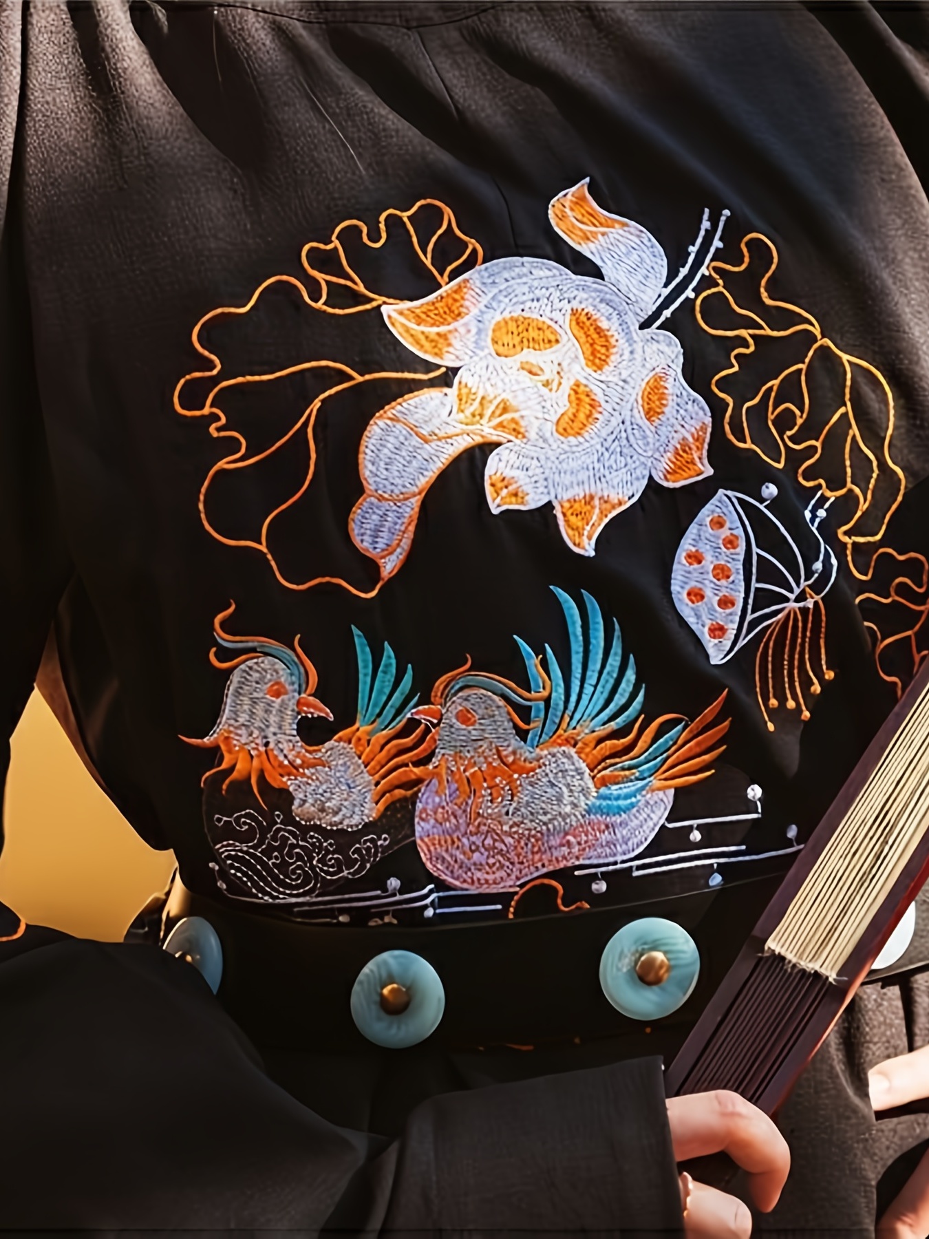 Men's Hanfu Chinese Style Duck Embroidery Long Robe - Temu Australia