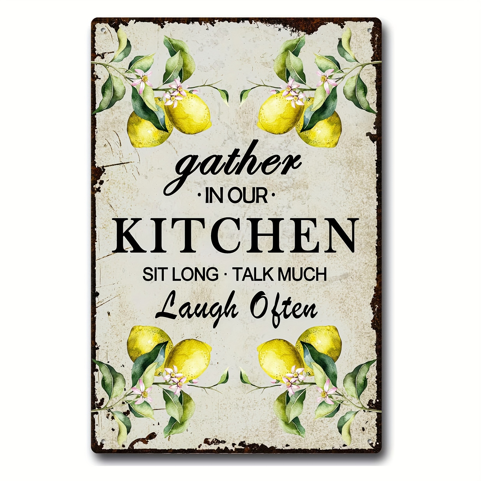 Vintage Metal Tin Sign Gather In Our Kitchen Sit Long Talk - Temu Australia