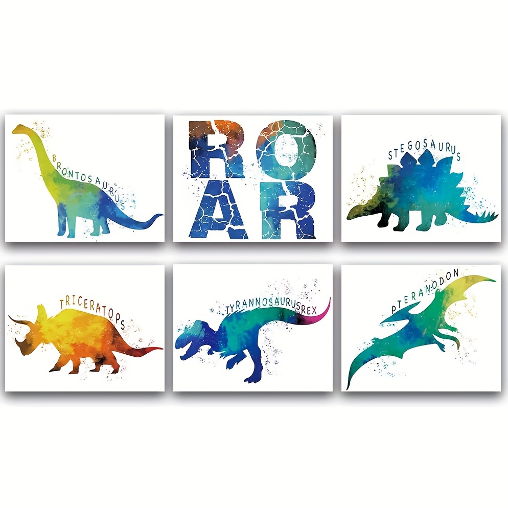 Unframe Roaring Dinosaur Bedroom Cool Watercolor Art Prints - Temu Canada