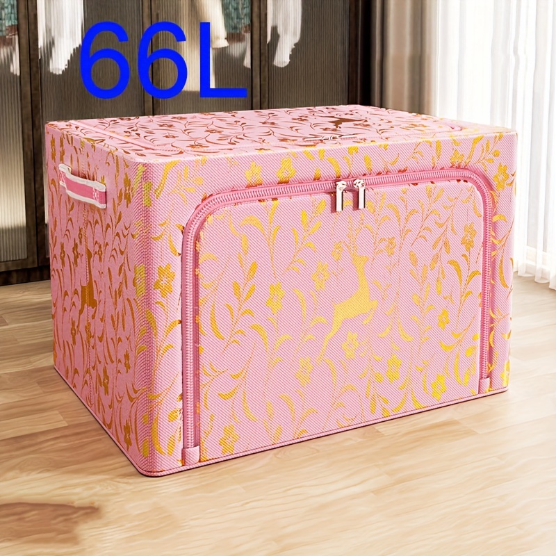 Fabric Folding Clothes Storage Box Handles Large Capacity - Temu United ...