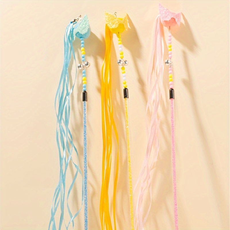 Little Winged Tassel Fairy Cat Playing Stick Biting Bell - Temu Australia