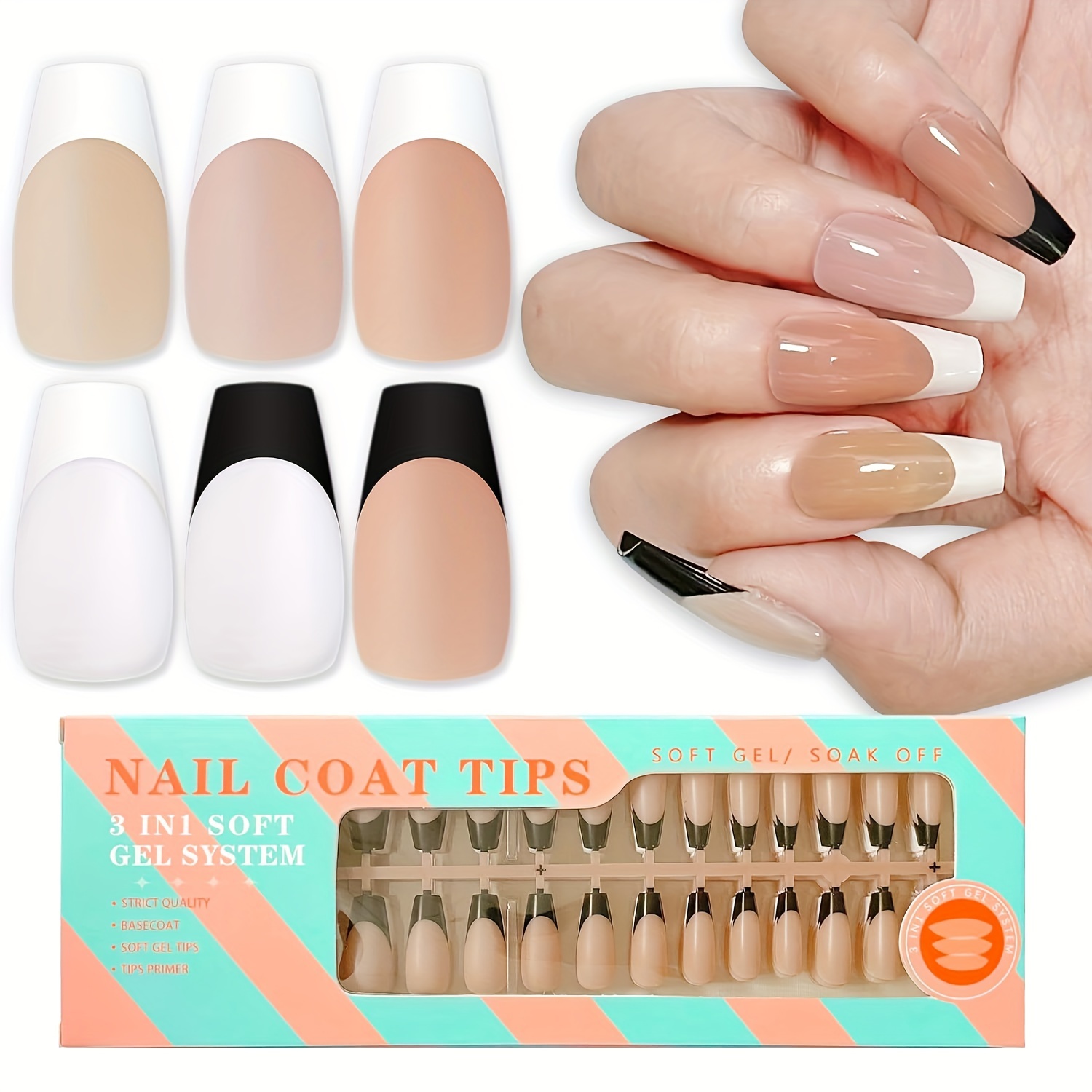Long Coffin/almond Nails Tips Press Nails Gel X Nail Tips - Temu Ireland