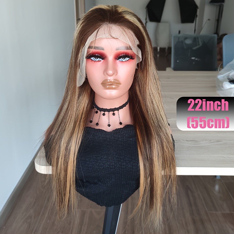Highlight Wig Human Hair Ombre Brown Colored 180% Lace Front - Temu ...