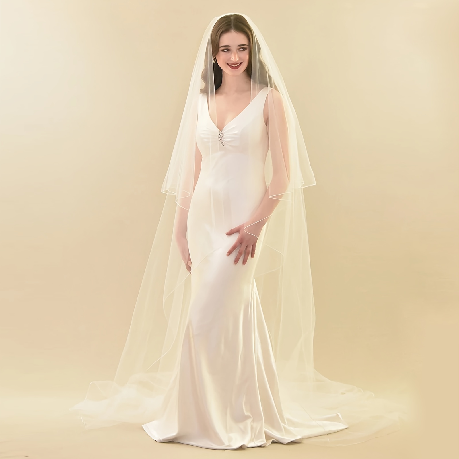 Bride Wedding Veil Long Tail Headdress Bridal Wedding Gown - Temu ...