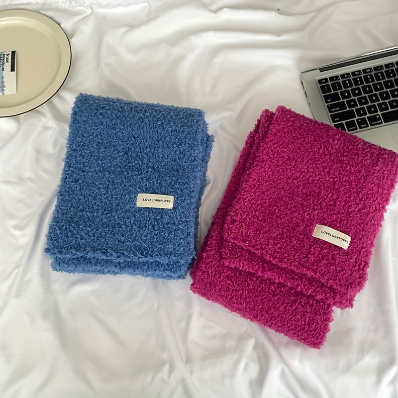 Elegant Soft Plush Scarf Solid Color Neck Warmer - Temu United