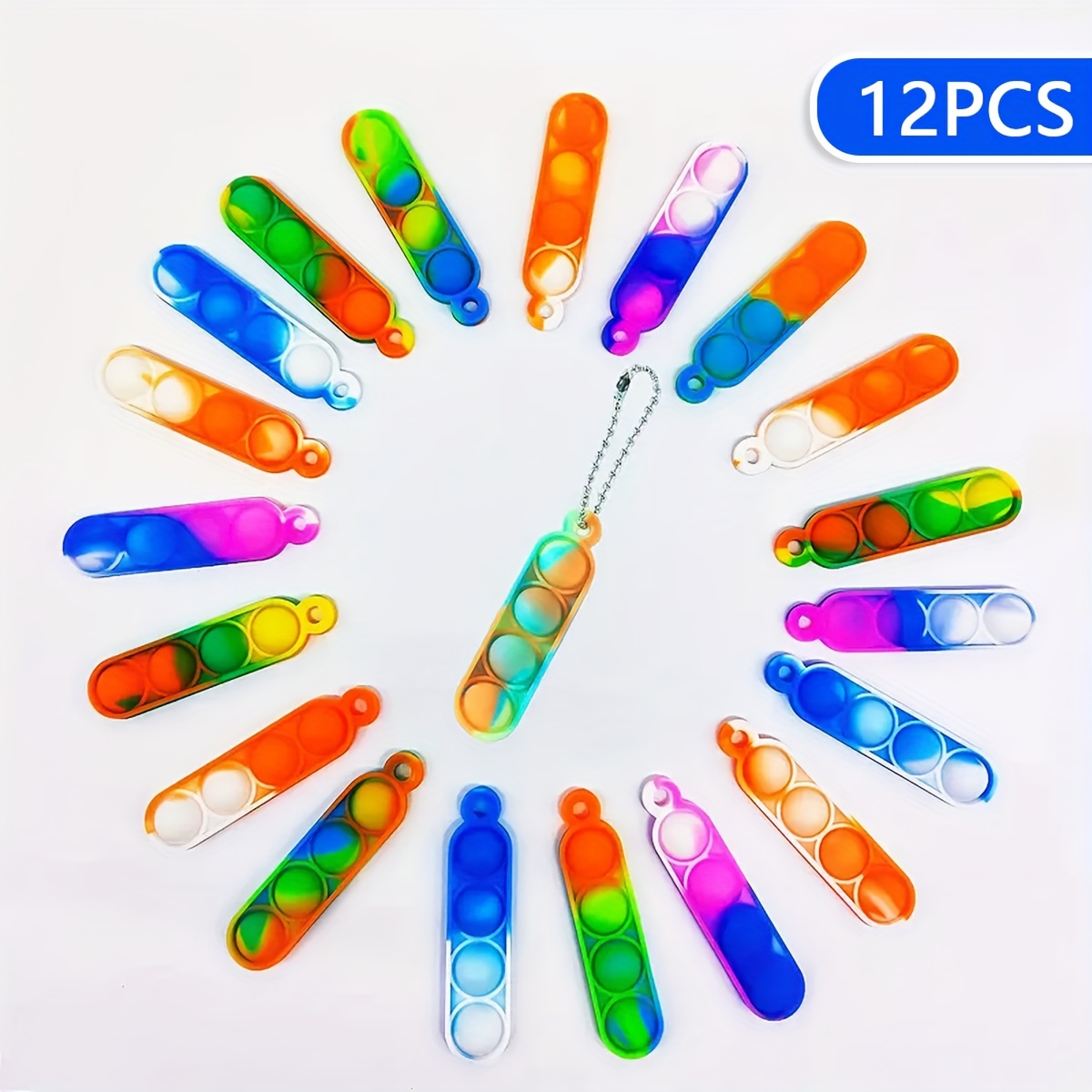 12 24 36pcs Mini Keychain Phone Strap Fidget Toys Push Bulk Keychain ...