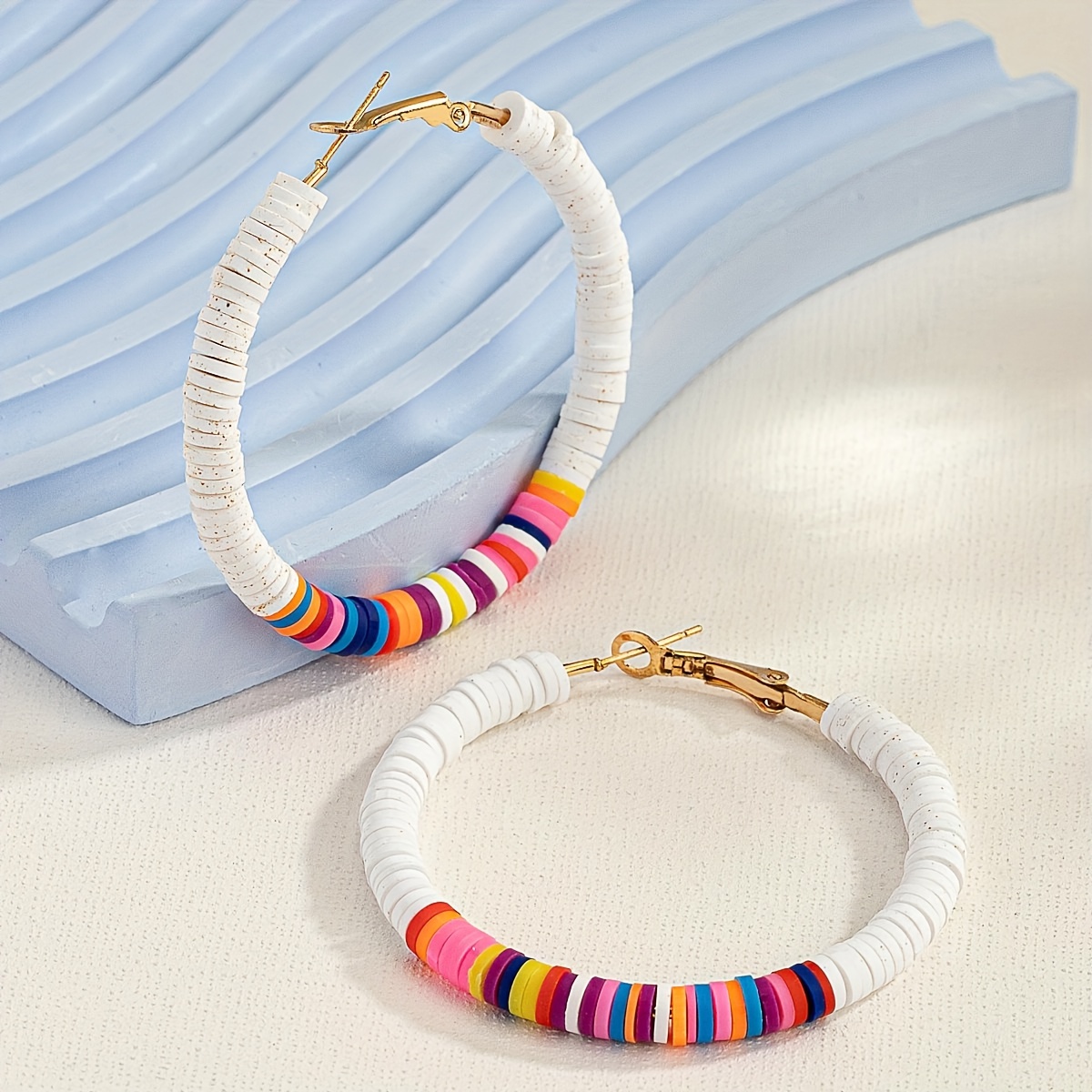 Delicate Polymer Clay Hoop Earrings Bohemian Elegant Style Female Ear ...