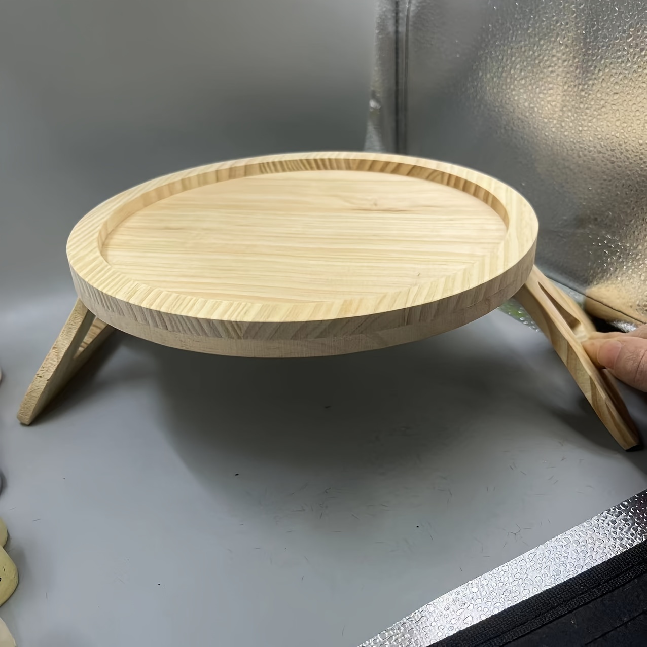 Sofa Round Plate Sofa Armrest Tray Foldable Snack Storage - Temu New ...