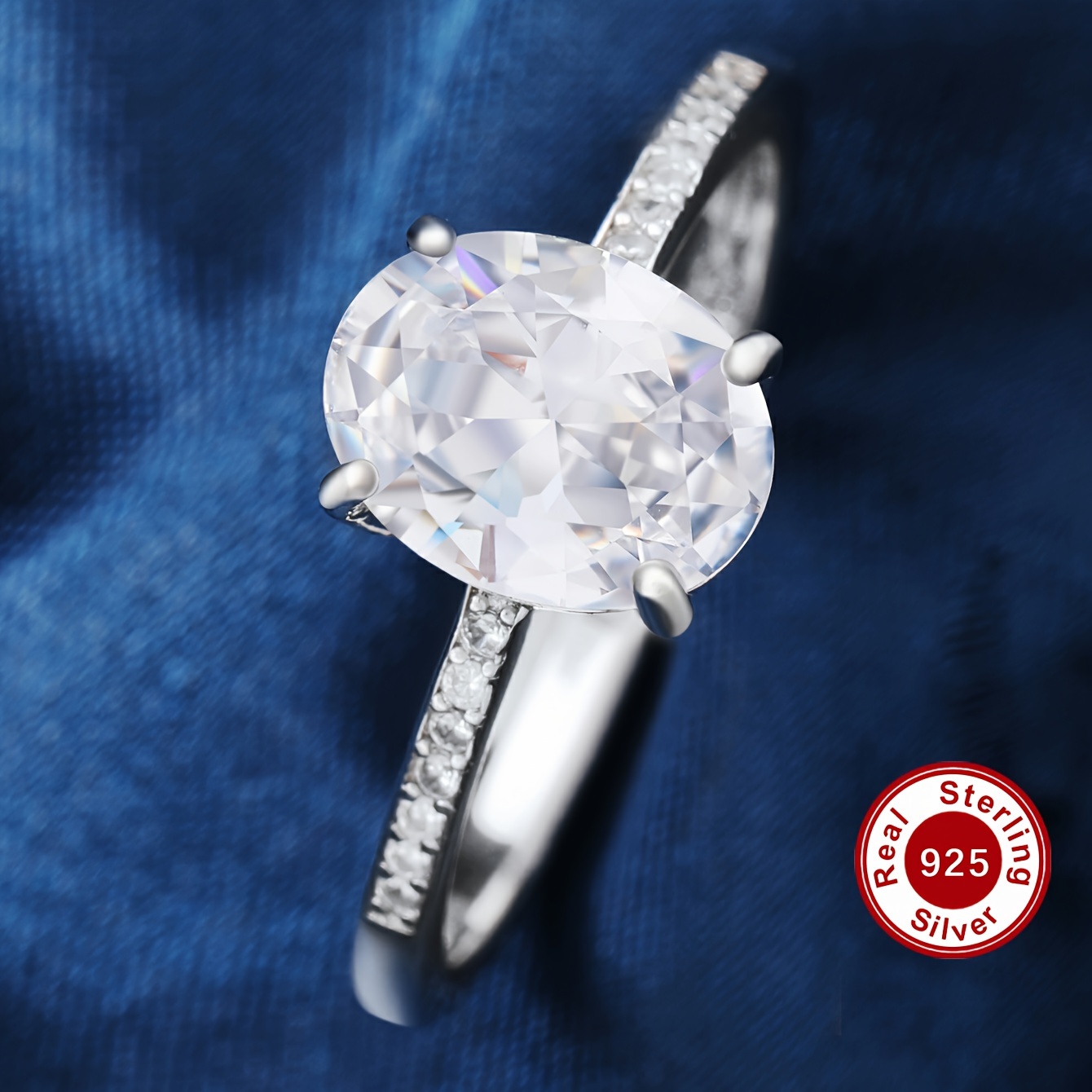 925 Serling Silver Promise Ring Inlaid Zirconia In Egg Shape - Temu United Kingdom