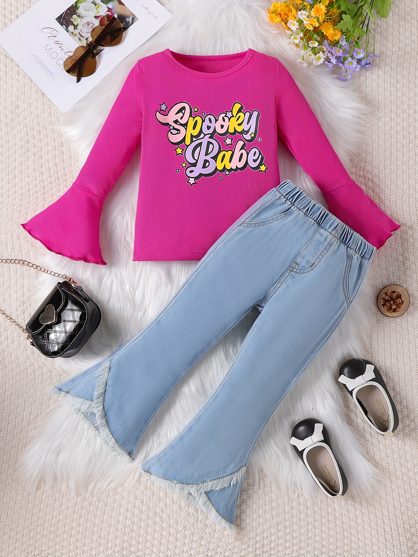 Graphic Outfits Spooky Girls Comfy T shirt + Denim - Temu New Zealand