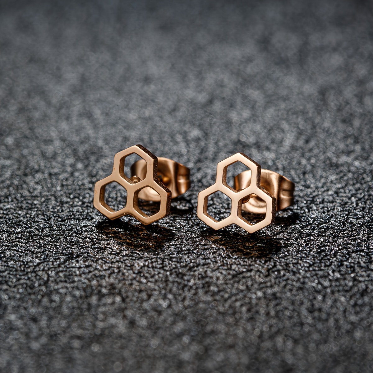 Stainless Steel Honeycomb Earrings Men Hexagon Ear Stud - Temu New Zealand
