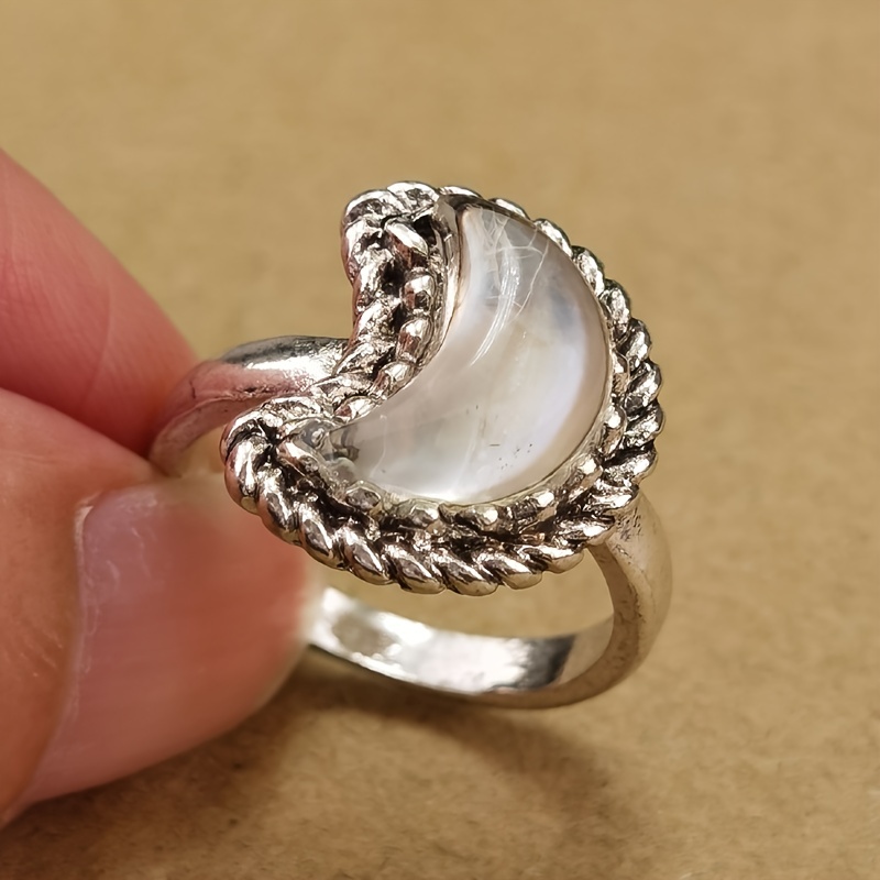 Men's Vintage Moon Shaped Ring - Temu