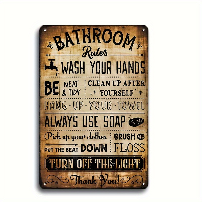 Funny Bathroom Rules Signs Rustic Toilet Wall Decor Bathroom - Temu Canada