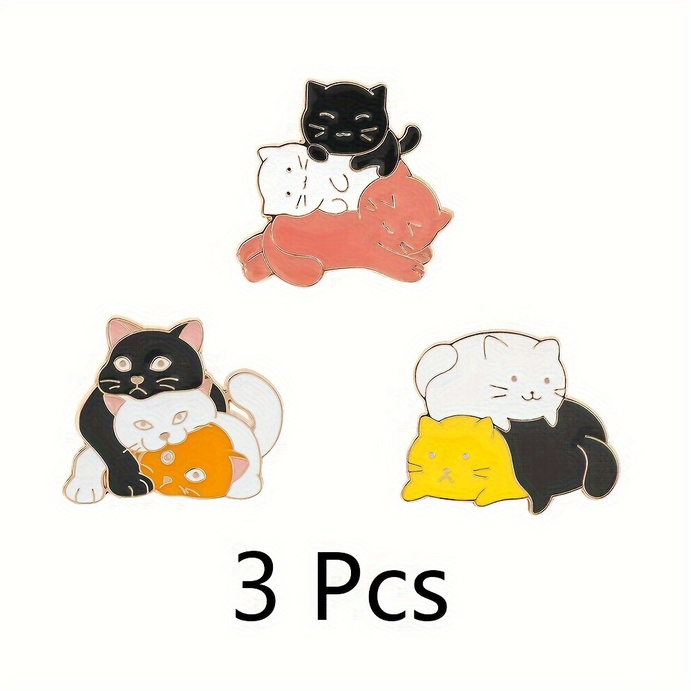 Cute Cartoon Cat Brooch Creative Animal Enamel Pin Badge - Temu Ireland