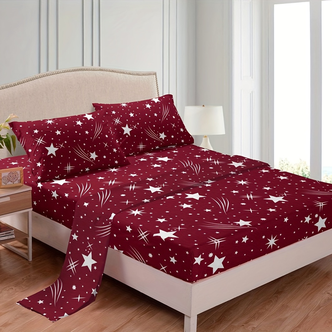 Fitted Sheet Set Soft Comfortable Breathable Meteor Print - Temu Canada