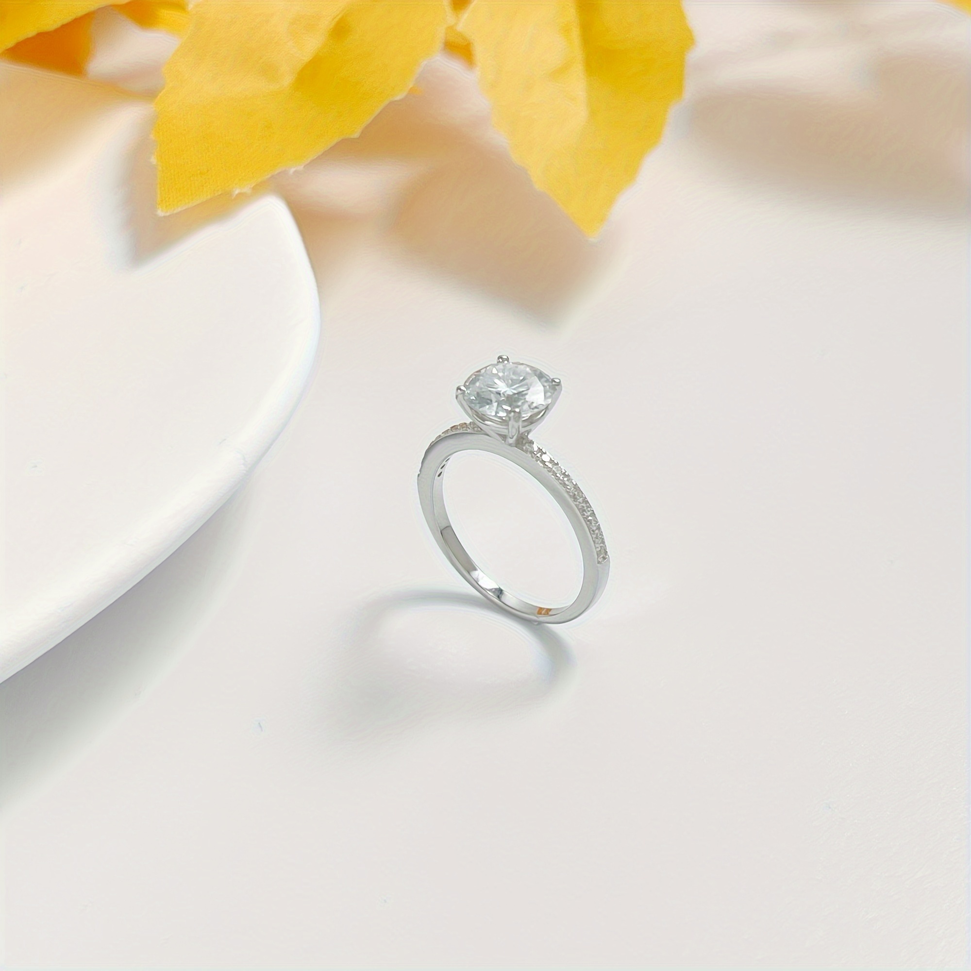 Moissanite Decor Classic 925 Sterling Silver 4 prong Ring - Temu United ...