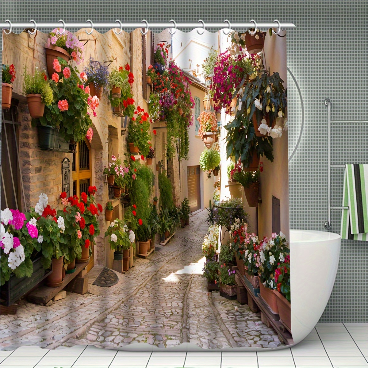 Plants Printed Shower Curtain Set Waterproof Bath - Temu Canada