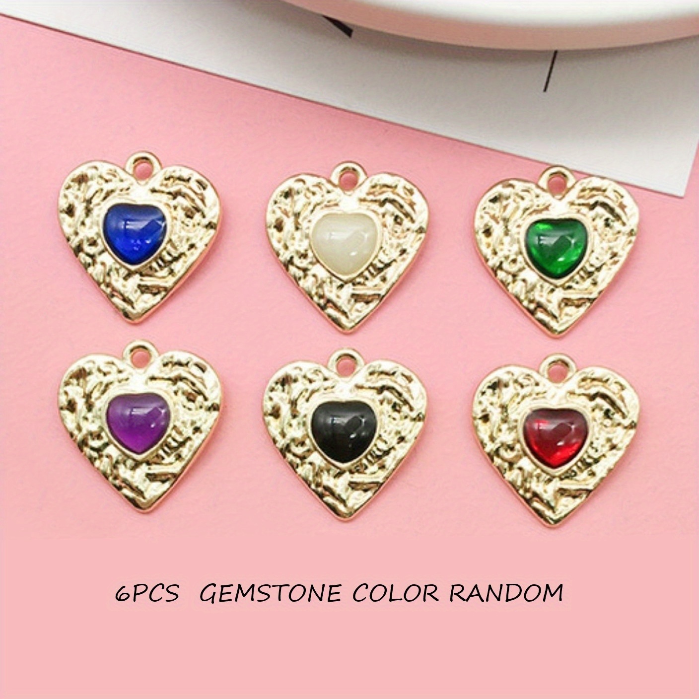 Love Heart Gemstone Pendant Earrings Making Pendant Random - Temu Norway