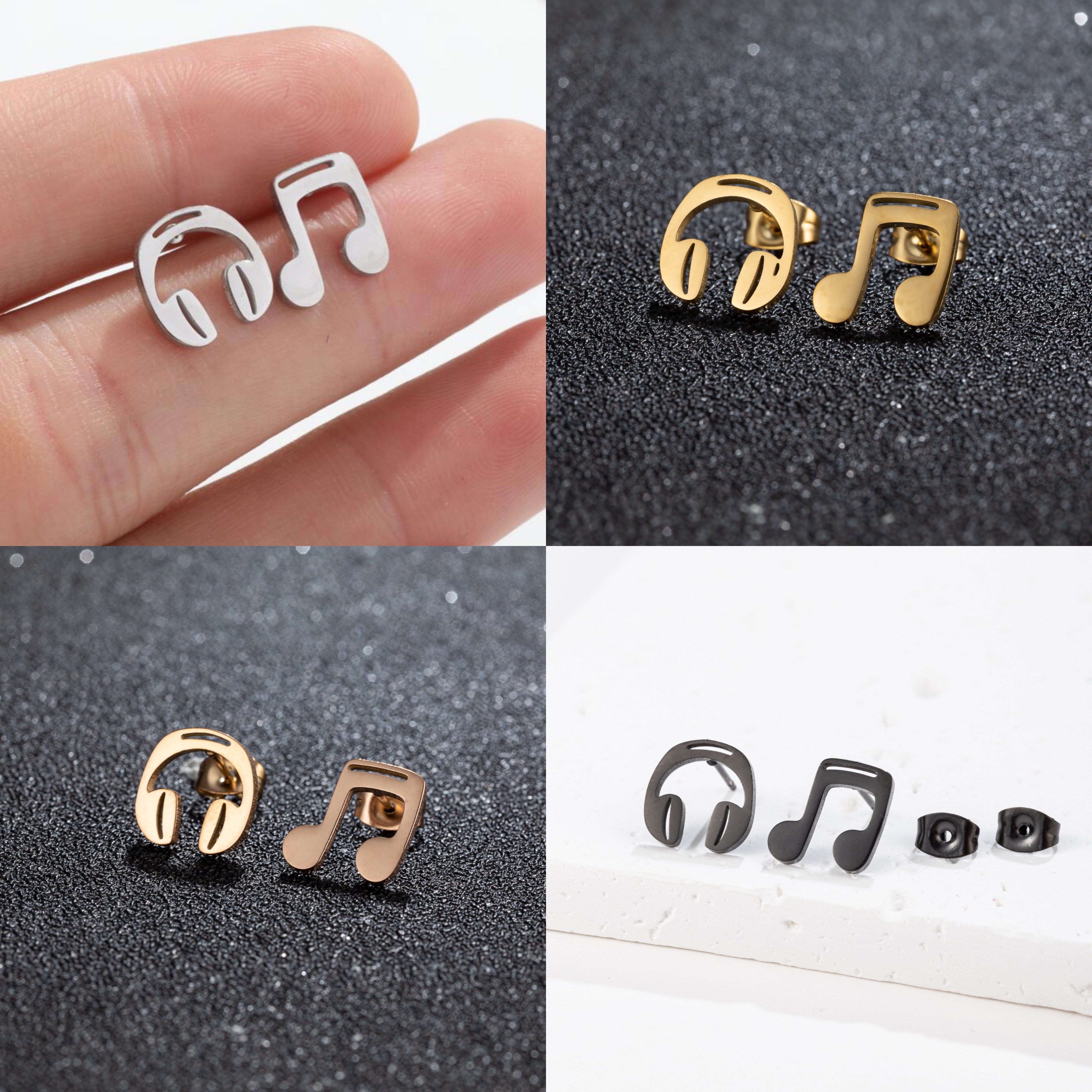 Simple Music Instruments Earrings Stainless Steel Lovely Ear - Temu ...