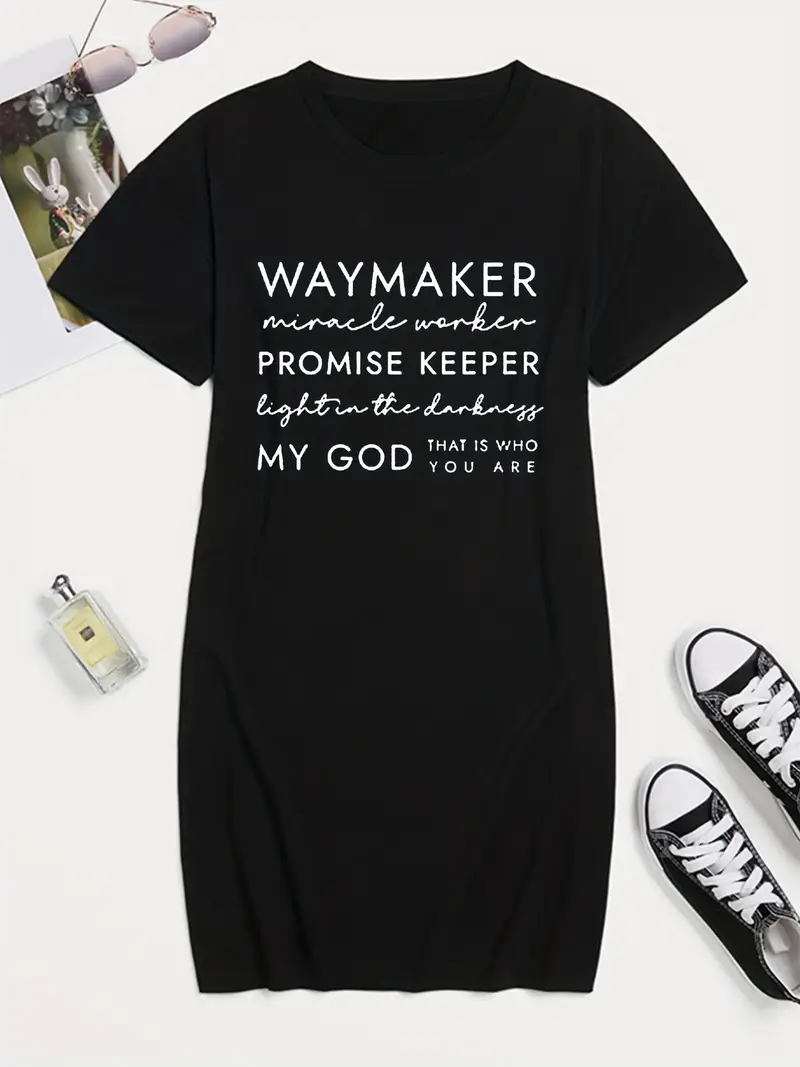 Casual Lounge Dress Plus Size Women S Plus Art Letter Print Temu New