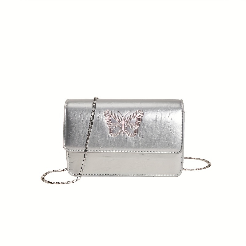 Fashion Simple Butterfly Pattern Shoulder Bag, Flap Square Bag, Pu ...